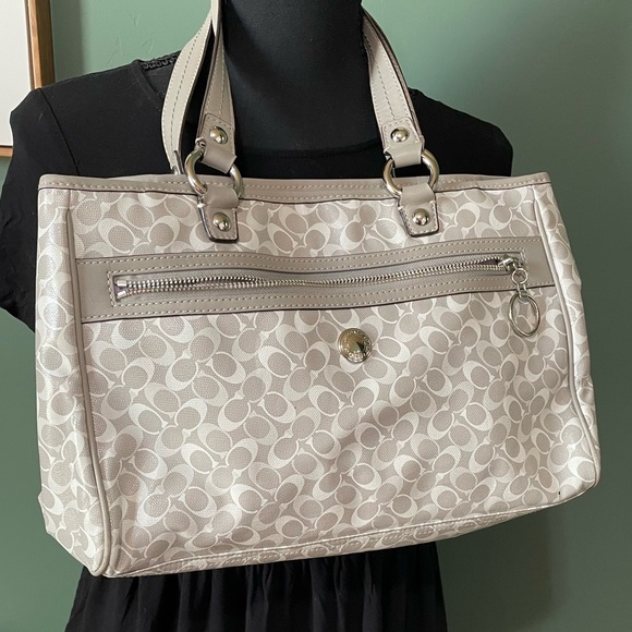 Coach | Bags | Coach Grey Handbag And Pouch | Poshmark